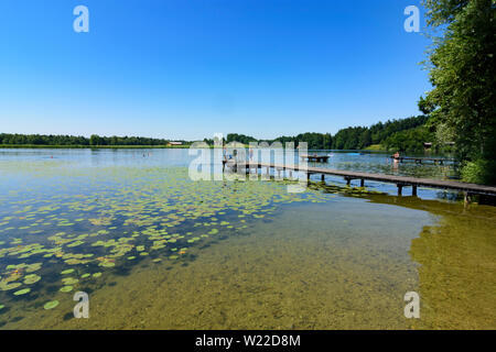 Eggelsberg: lake Ibmer See or Heratinger See, lido, bather, Gelbe ...