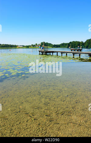 Eggelsberg: lake Ibmer See or Heratinger See, lido, bather in ...