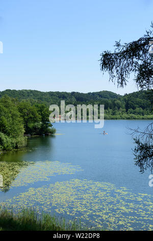 Eggelsberg: lake Ibmer See or Heratinger See, lido, bather in ...