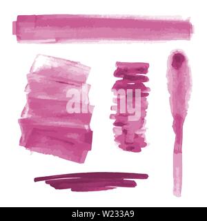 Pink watercolor shapes, splotches, stains, paintbrush strokes. Abstract ...