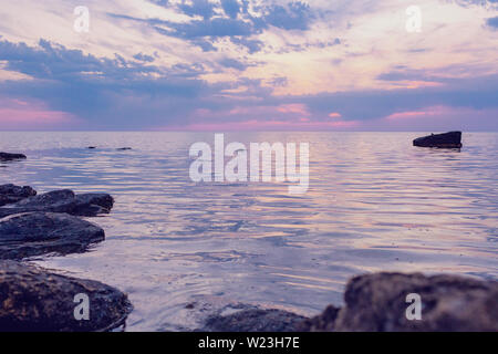 Sunset on the Caspian Sea. Relax, rest, vacation Stock Photo - Alamy