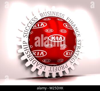Company logo of the Korean automaker Kia Motors in the Hyundai Kia ...