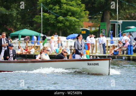 umpire on launch at Henley Royal Regatta waiting to start a race Stock ...