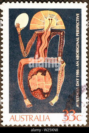 Aboriginal art on australian postage stamp Stock Photo - Alamy