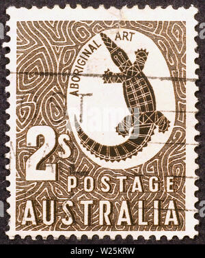 Aboriginal art, crocodile, postage stamp, Australia, 1948 Stock Photo ...