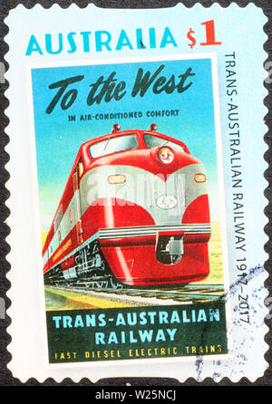 Trans-Australian Railway - Vintage Travel Poster Stock Photo - Alamy
