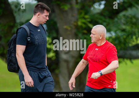 Wales' Adam Beard with head coach Steve Tandy during a training session ...