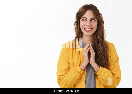 Devious tricky young girl have excellent plan smirking delighted ...