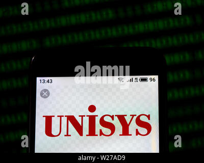 In this photo illustration the Unisys Corporation logo is seen ...