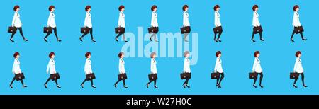 Female Doctor Character Walk cycle Animation Sequence, loop animation sprite sheet Stock Vector ...