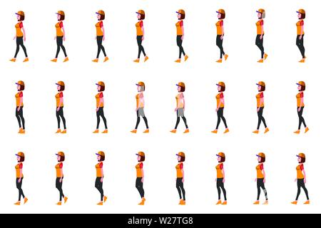 Courier Woman Character Walk cycle Animation Sequence, loop animation sprite sheet Stock Vector ...