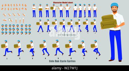 Courier Person Character Run cycle Animation Sequence, Loop animation Stock Vector Image & Art ...