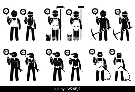 Mining Worker Miner Labor Stick Figure Pictogram Icon Stock Vector ...