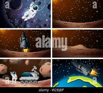 Set of outer space scenes illustration Stock Vector Image & Art - Alamy