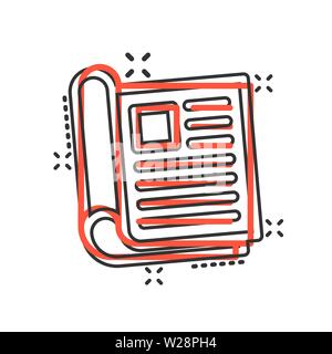 Magazine page icon in comic style. News vector cartoon illustration on ...