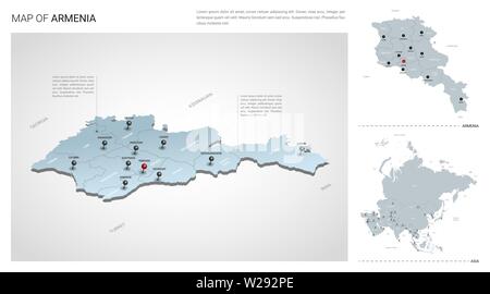 3d isometric map of Yerevan is a city of Armenia , vector illustration ...