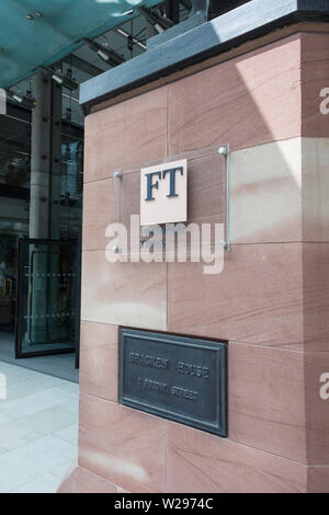 Entrance to the Financial Times offices at Bracken House, City of ...