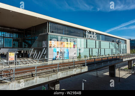 Fields shopping mall beside the metro railway station in Ørestad Amager ...