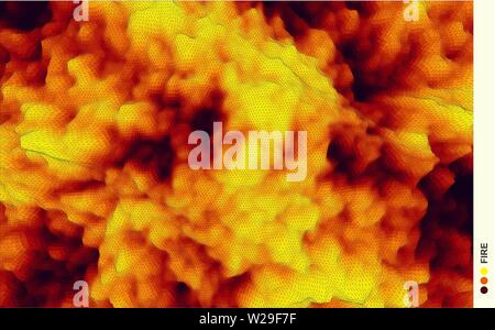 Fire and smoke. Mosaic. 3d perspective grid background texture ...