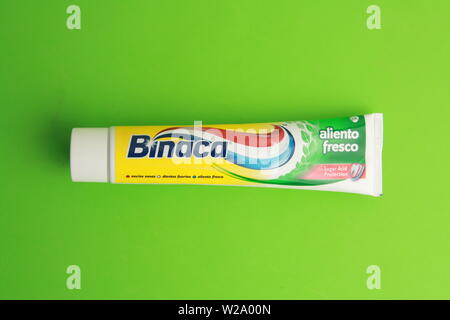 Saragossa Spain. September 18, 2018, cans of energetic drink of monster ...