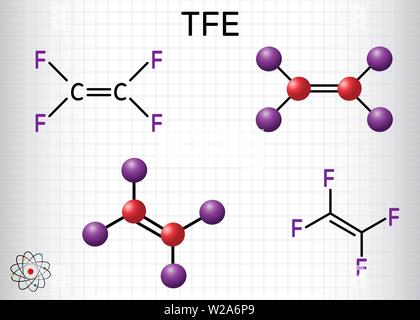 Polytetrafluoroethylene (PTFE) polymer, chemical structure. Used as ...