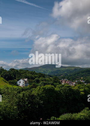A south facing view of the village of Gyffin from Conwy town walls with ...