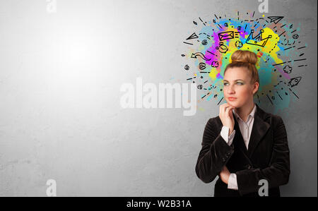 Business person with colorful splash above the head Stock Photo - Alamy