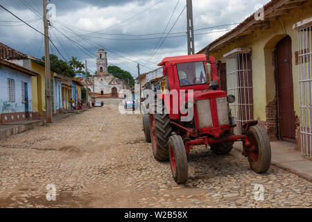 Trinidad, Cuba - June 6, 2019: Farming Tractor riding in the streets of ...