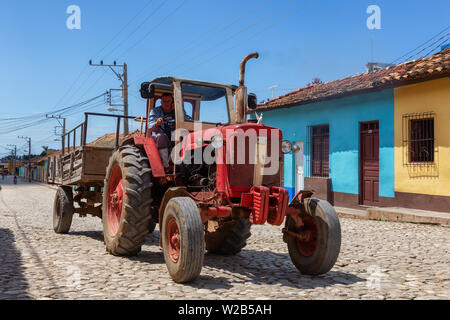 Trinidad, Cuba - June 6, 2019: Farming Tractor riding in the streets of ...