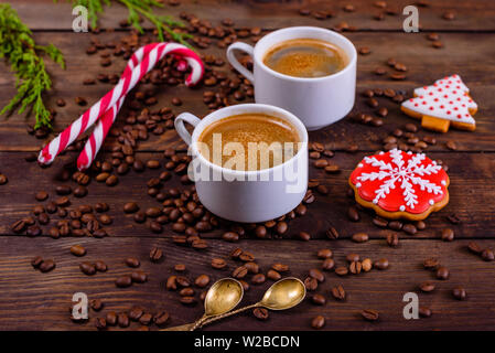 Christmas morning with fragrant coffee, gifts, gingerbread and the ...
