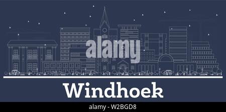 Outline Windhoek Namibia City Skyline with Modern and Historic ...