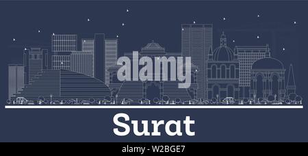 Outline Surat India City Skyline with Modern and Historic Buildings ...