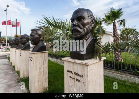 Albania, Vlora, Museum of Independence, busts of fighters for Albanian ...