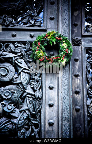 Historic Door with Xmas Wreath, Berlin, Germany, Europe Stock Photo - Alamy