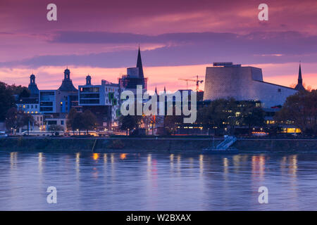 Germany, Nordrhein-Westfalen, Bonn, Rhein Riverfront and Bonn Opera ...