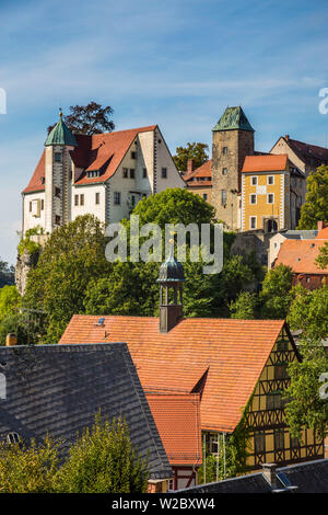 Hohnstein Castle and the village of Hohnstein, Saxon Switzerland. The ...