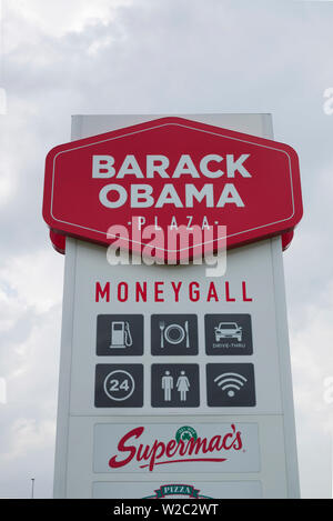 Ireland, County Offaly, Moneygall, motorway plaza named for US ...