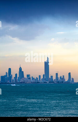 Arabian Gulf and city skyline, Salmiya, Kuwait City, Kuwait, Middle ...