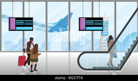 Passenger running to catch flight at airport Stock Photo - Alamy