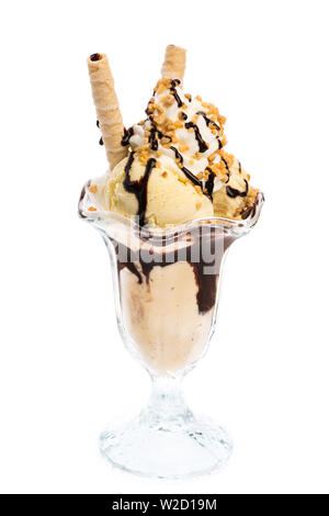 ice cream sundae: Coupe Denmark isolated on white background Stock ...