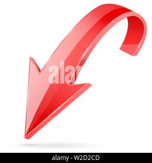 Red down arrow. 3d shiny web icon Stock Vector Image & Art - Alamy