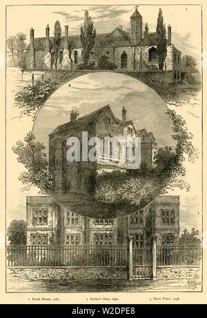 LONDON: Hackney: Black & White House, 1800, antique print 1880 Stock ...