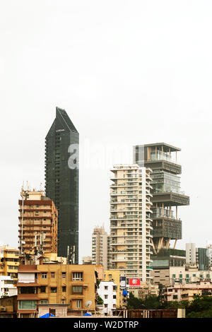 VIEW OF ANTILLA AND LODHA ALTAMOUNT, VERY EXPENSIVE REAL ESTATE IN ...