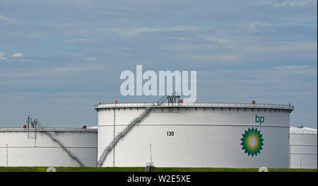 bp oil storage tank tanks British petroleum Stock Photo - Alamy