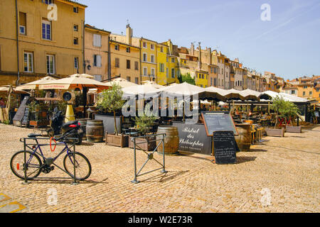 Cafes and restaurants on Cardeurs square, old town Aix-en-Provence or ...