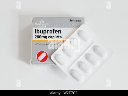 Blister pack of ibuprofen 200mg tablets on a white background Stock ...