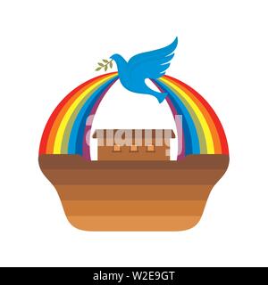 Logo of Noah's Ark. Rainbow - a symbol of the covenant. Dove with a ...