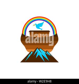 Logo of Noah's Ark. Rainbow - a symbol of the covenant. Dove with a ...