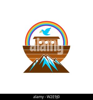 Logo of Noah's Ark. Rainbow - a symbol of the covenant. Dove with a ...