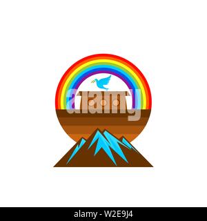 Logo of Noah's Ark. Rainbow - a symbol of the covenant. Dove with a ...